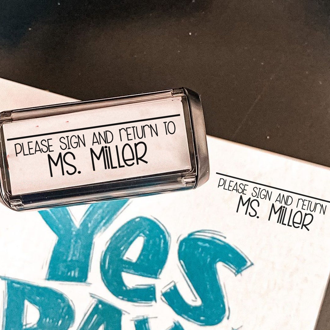 Cute Sign and Return Teacher Stamp | Personalized Classroom Stamp - Etsy