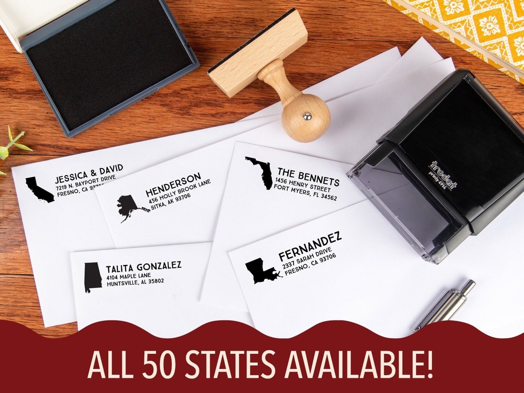 Custom State Address Stamp | Personalized Return Address Stamp | All 50 ...