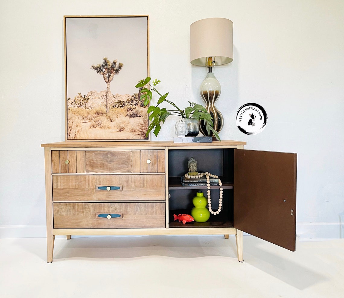 Mid Century Modern Buffet Hand Painted Modern Art Inspired - Etsy