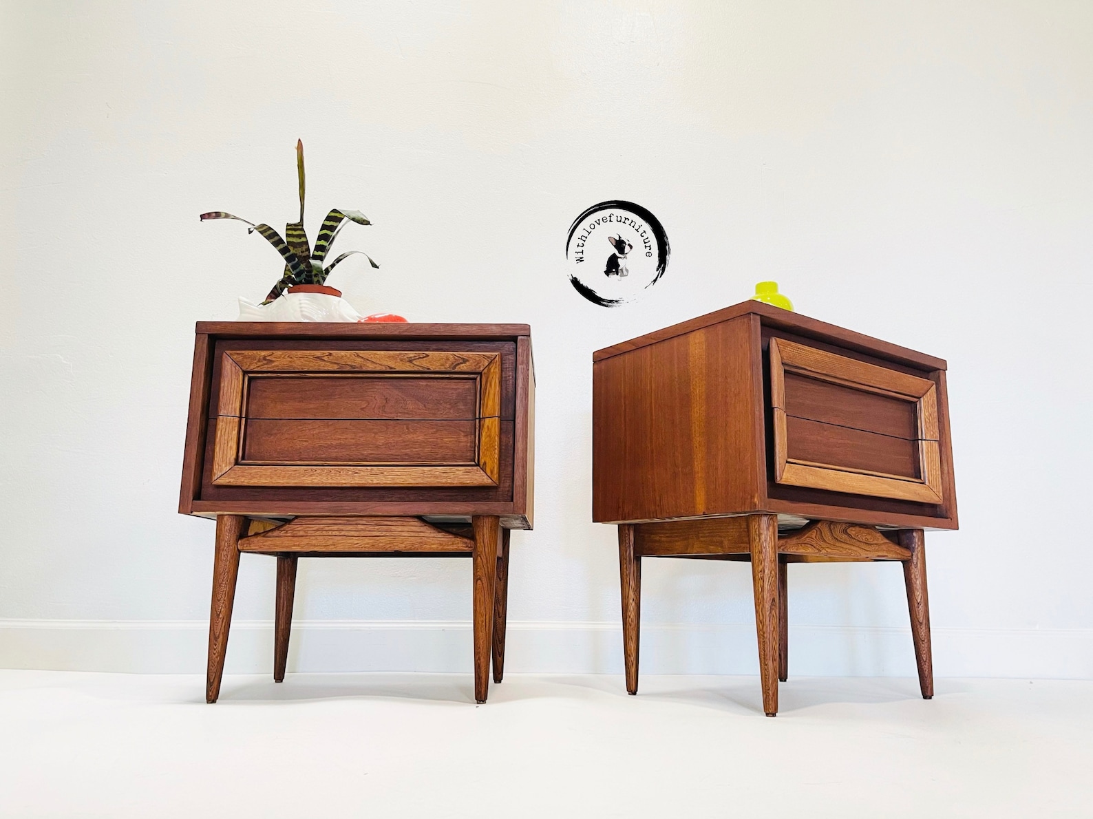 Basic Witz Mid Century 2-drawer Nightstands /side Tables/ Mid - Etsy