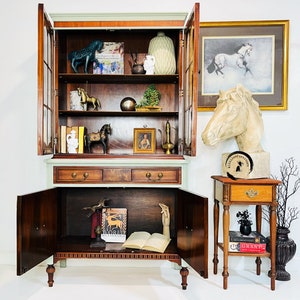 Farmhouse Hutch With Open Shelving. Painted Hutch. Small Hutch ...