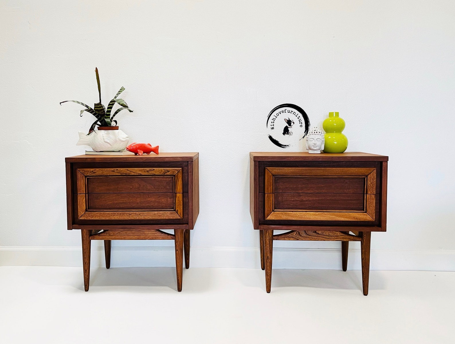 Basic Witz Mid Century 2-drawer Nightstands /side Tables/ Mid - Etsy