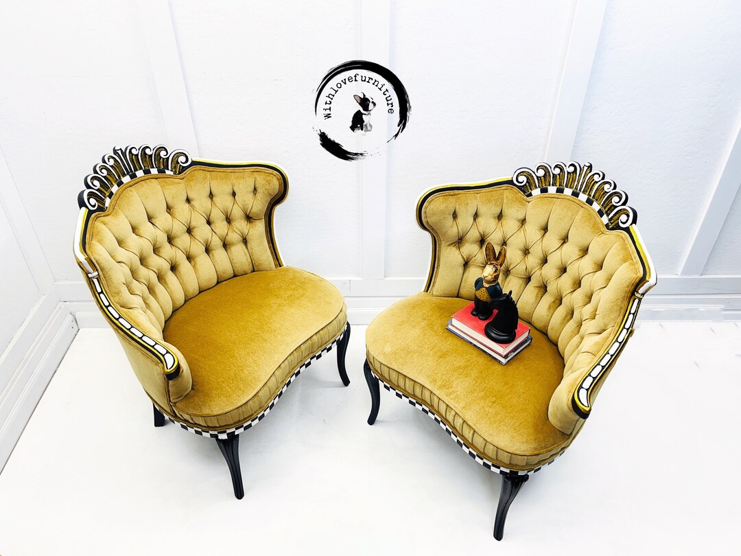 Funky Whimsical Chairs /hollywood Regency Style Winged Back Easy Chairs ...