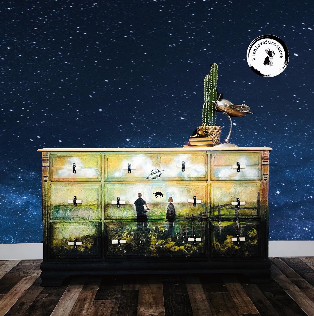 Whimsical Sci-fi 9 Drawer Dresser/ Chest of Drawers/ Boys Room/ UFO ...