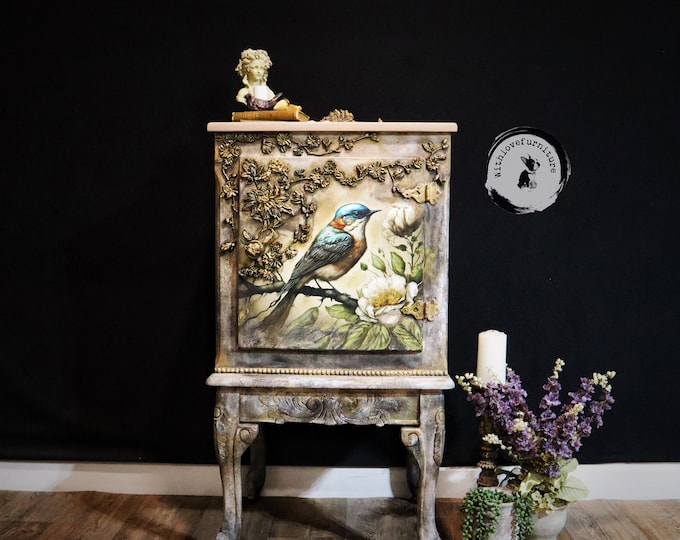 Romantic Old World French Cabinet Hand Painted Box. Bedroom Storage ...