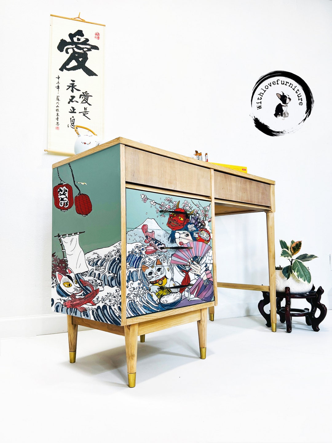 Mid Century Modern Desk / Japanese Inspired Desk/ Makeup Table ...
