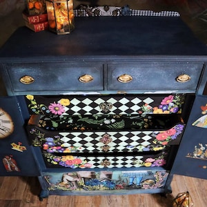Whimsical Wonderland: Hand-painted Alice in Wonderland Chest of Drawers ...