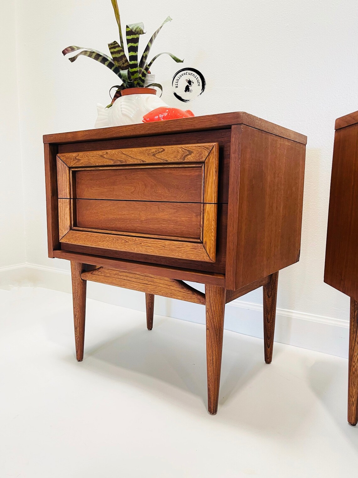 Basic Witz Mid Century 2-drawer Nightstands /side Tables/ Mid - Etsy