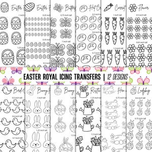 Easter Royal Icing Transfer Sheets: Spring Cookie Decor (12 Designs) - Etsy