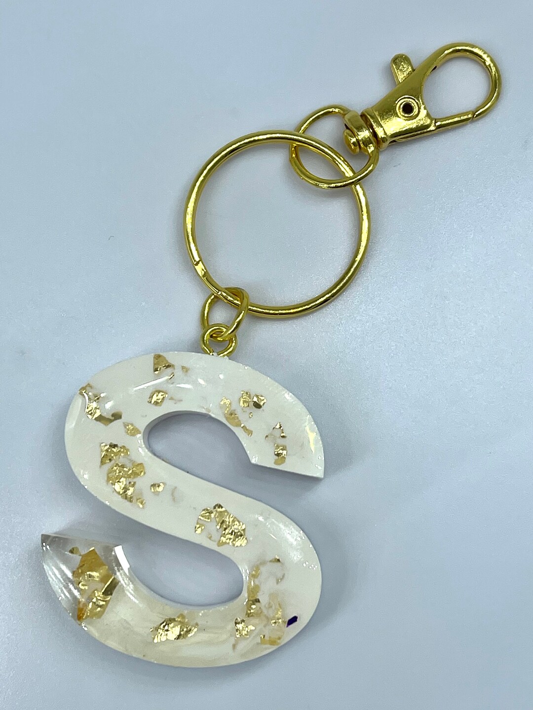 Gold Marble Initial Keychains. - Etsy