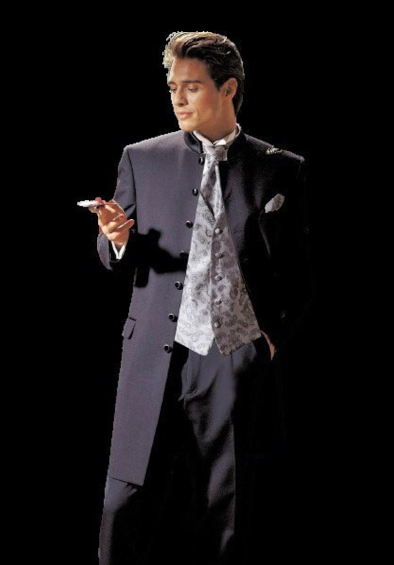 Vintage Men's 14 Button Black Frock Victorian Caroler Tuxedo Coat Extra ...