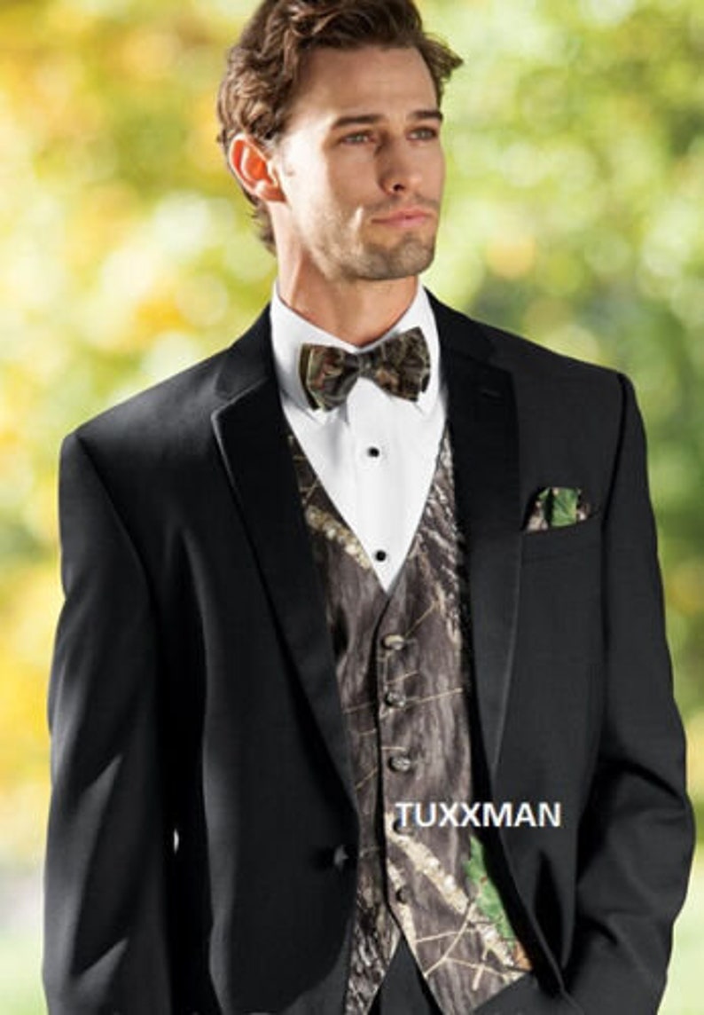 New Mossy Oak Camouflage Camo Tuxedo Vest Bow Tie REAL - Etsy