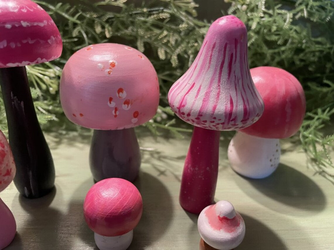 Mushroom, Wooden Mushroom, Wooden Painted Mushroom - Etsy