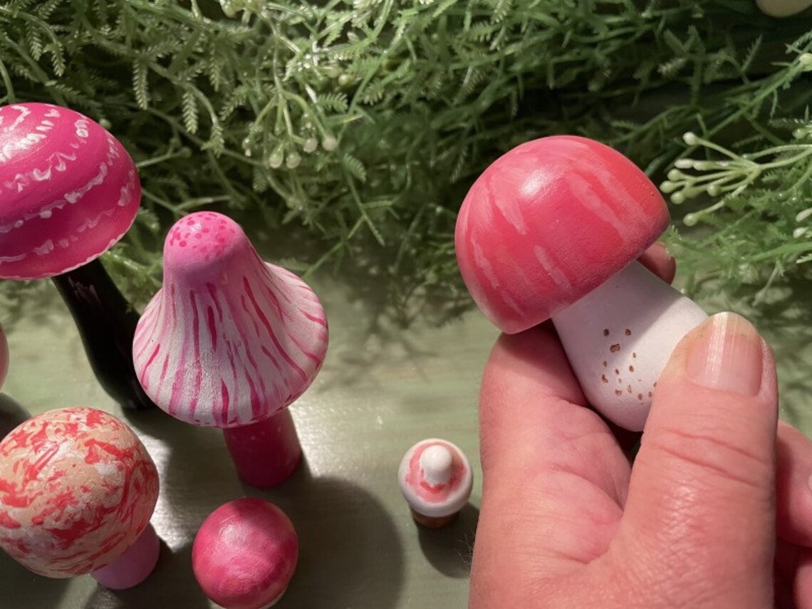 Mushroom, Wooden Mushroom, Wooden Painted Mushroom - Etsy