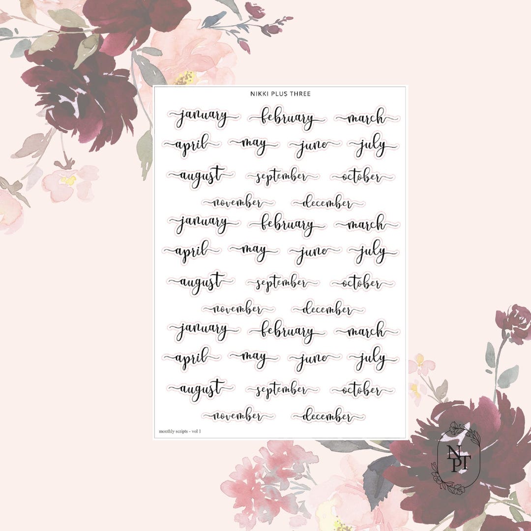 Monthly Scripts - Journaling - Premium Matte or Transparent Matte - Etsy