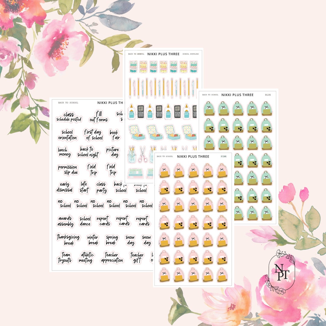 Back to School Set Mini Journal Sticker Kit Journal or Planner - Etsy