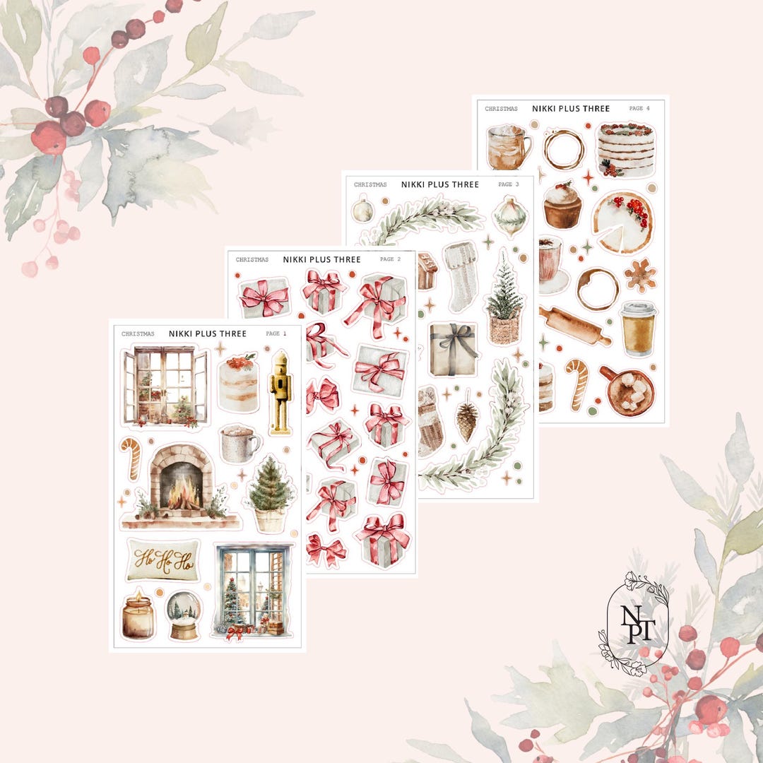 Christmas - Mini Deco Sheets - Journal Sticker Kit - Journal or Planner ...