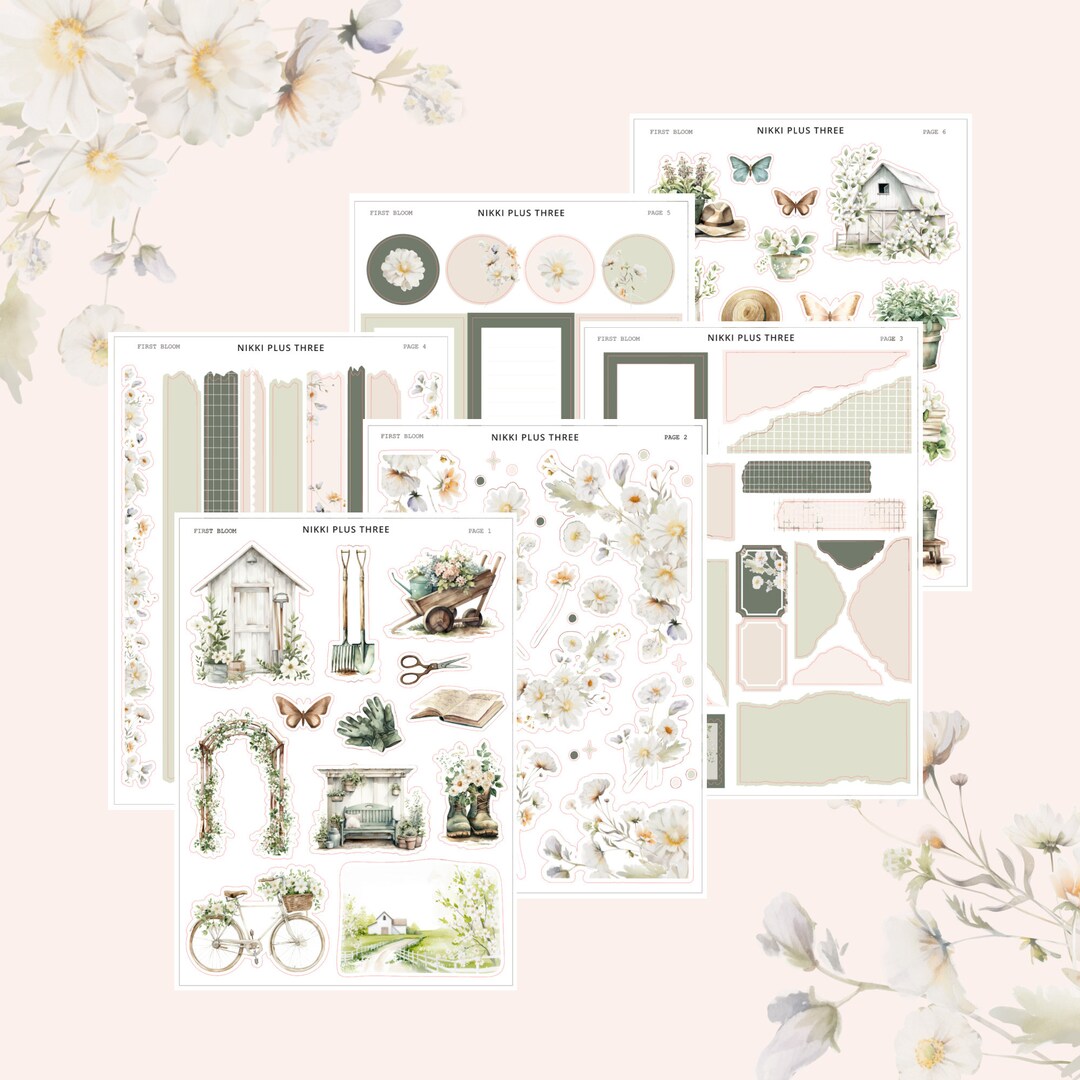 First Bloom - Journal Sticker Kit - Journal or Planner - Etsy