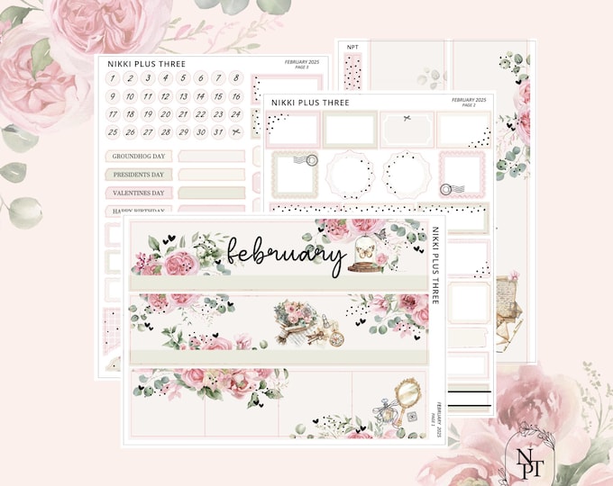 February 2025 - A5 Wide/ 7x9 Planner - Foiled Monthly Sticker Kit ...