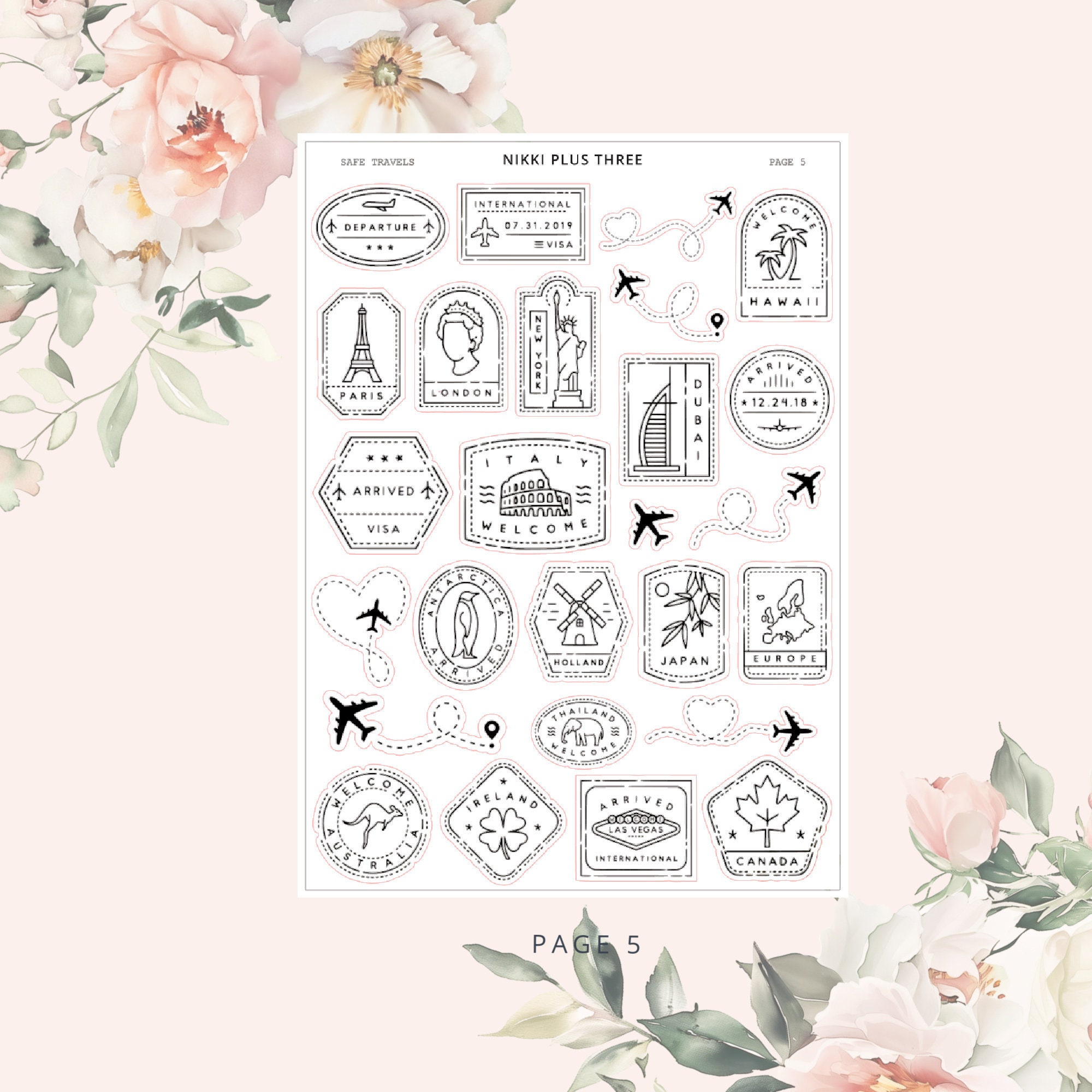 Safe Travels - Mini Journal Sticker Kit - Journal or Planner - Etsy