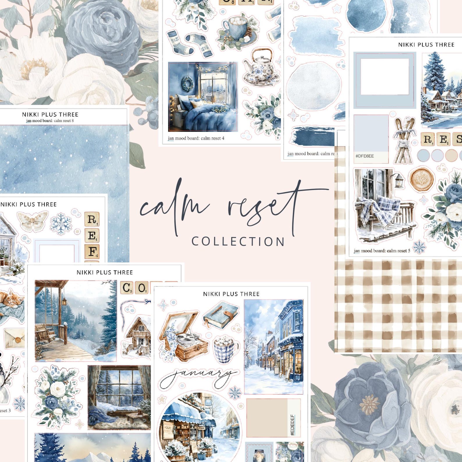 NEW Calm Reset - Mood Board Journal Sticker Kit - Journal or Planner - Etsy