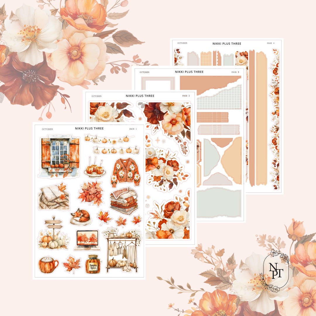 October - Mini Journal Sticker Kit - Journal or Planner - Etsy