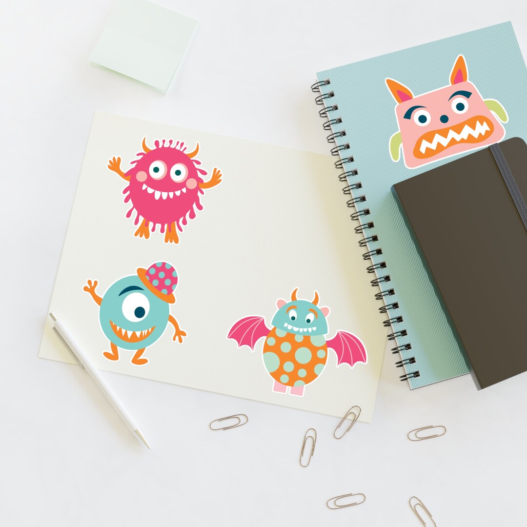Colorful Monster Sticker Sheets for Kids, Fun and Playful Cartoon ...