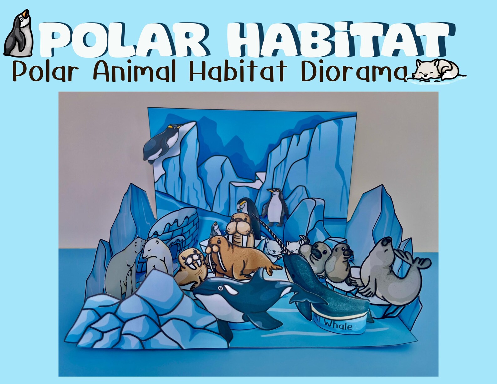 DIY Polar Habitat Arctic Animals Diorama Craft Arctic Scene Printable ...