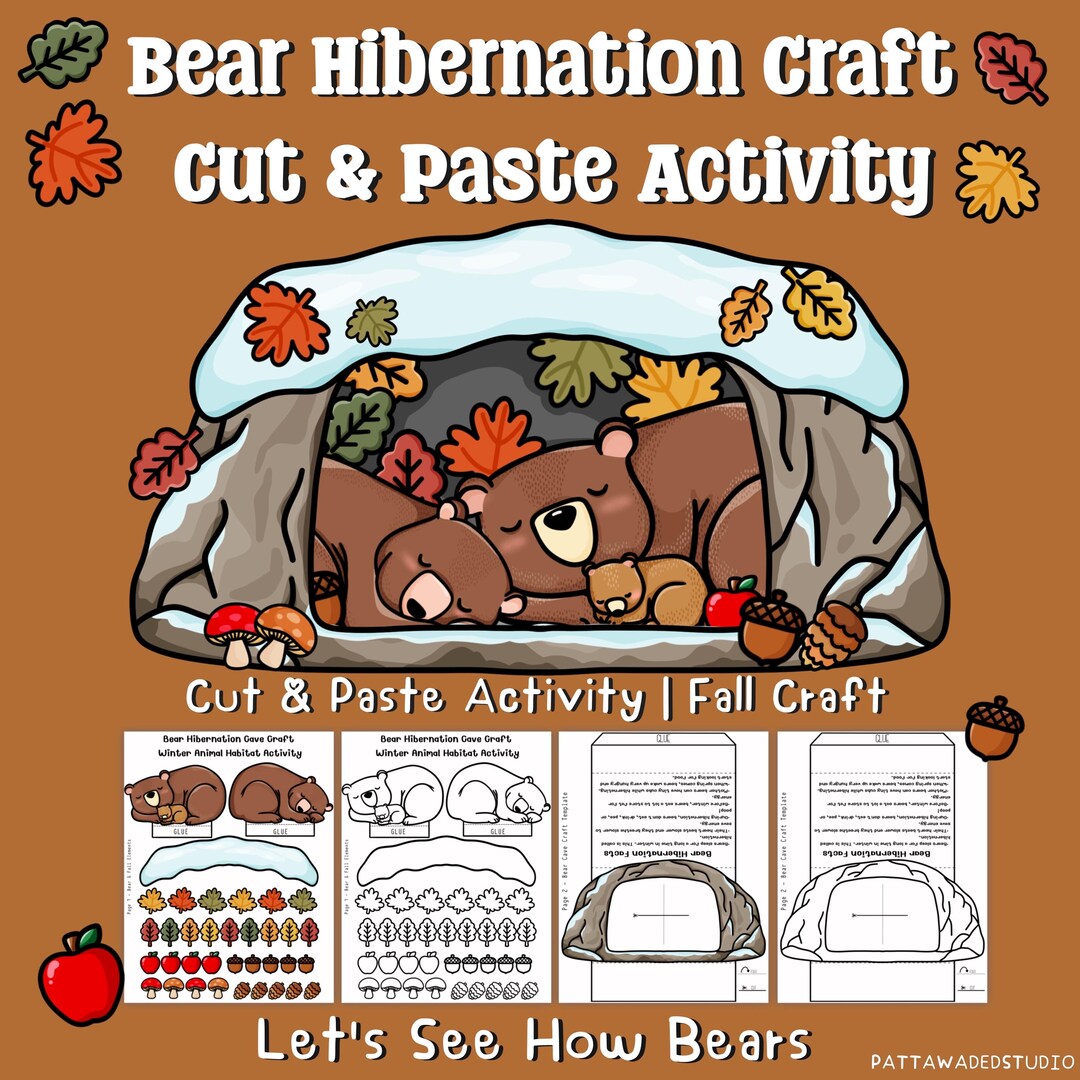 Bear Hibernation Cave Craft: Preschool Winter Animal Activity (digital ...