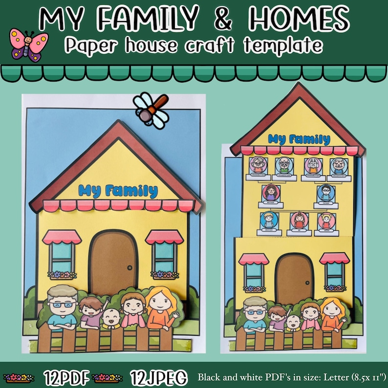 All About Me and My Family Family Home Craft Template Family Tree Craft ...