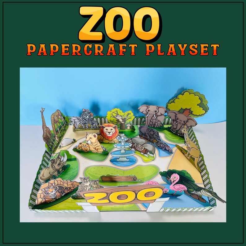 Zoo Papercraft DIY Zoo Playset Printable Animal Craft Animal Diorama ...