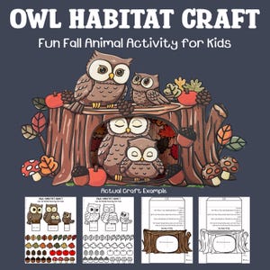 Owl Habitat Craft: Fall Activity, Woodland Animals (digital Download ...