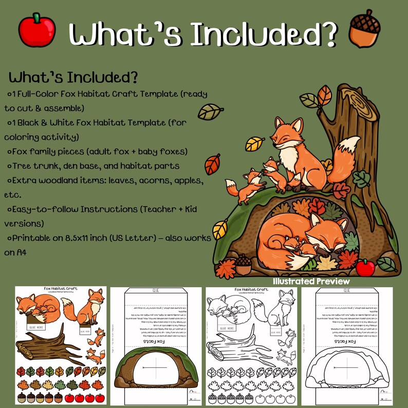 Fox Habitat Craft: Cut & Paste Woodland Animal Scene (digital Download ...