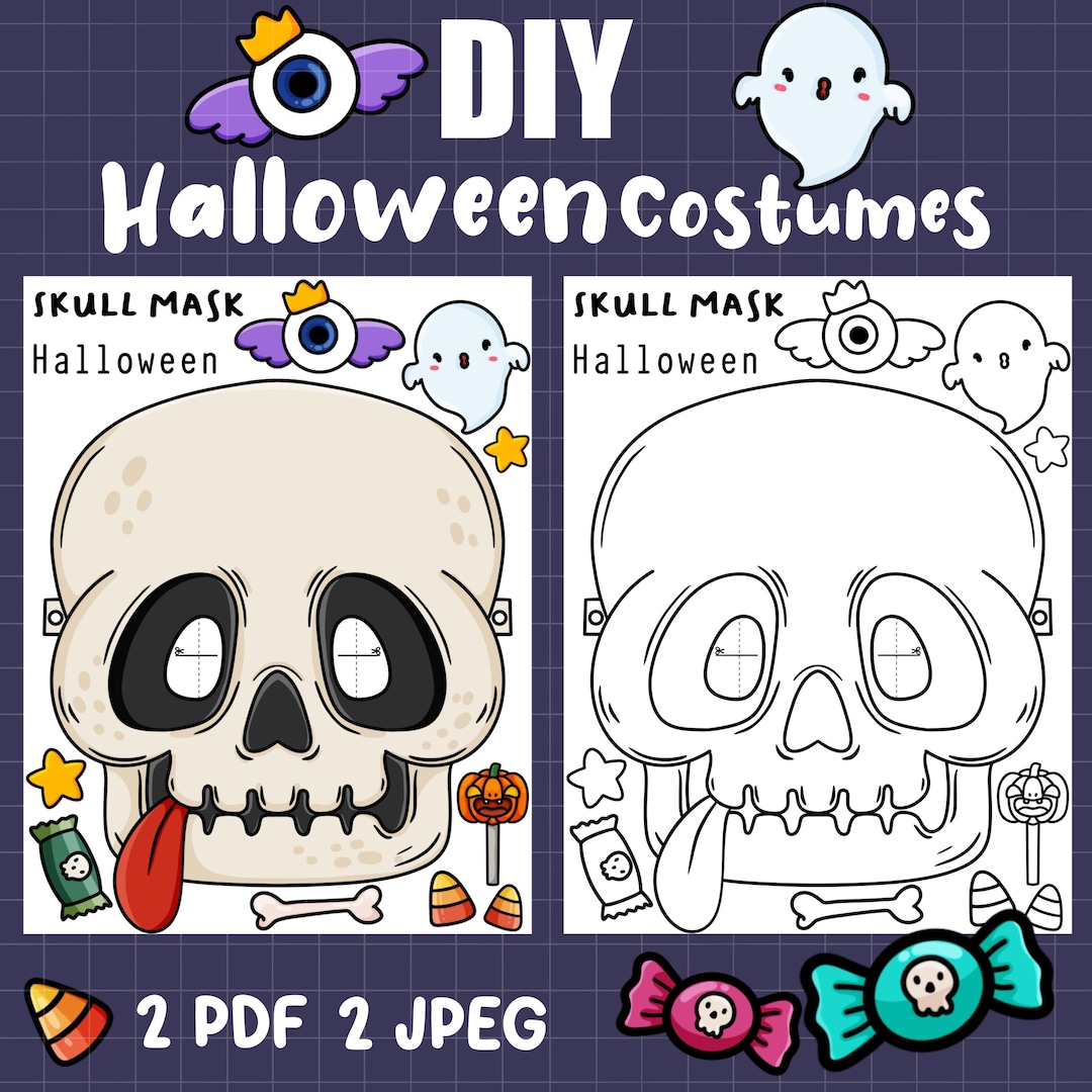 DIY Halloween Mask Printable Skull Mask Kids Halloween Craft Skull Mask ...