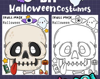 DIY Halloween Mask Printable Skull Mask Kids Halloween Craft Skull Mask ...