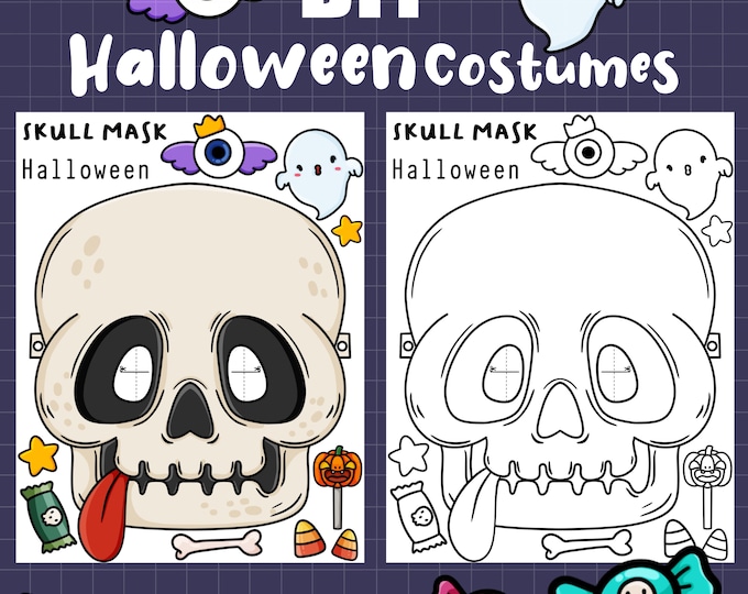 DIY Halloween Mask Printable Skull Mask Kids Halloween Craft Skull Mask ...