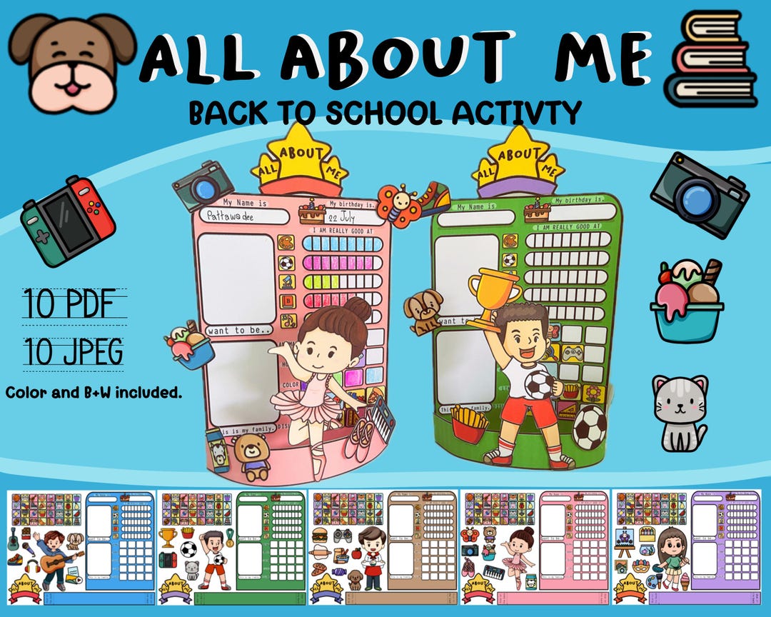All About Me Back to School Activity Printable Craft Get to Know Me ...