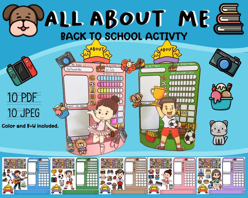 All About Me Back to School Activity Printable Craft Get to Know Me ...