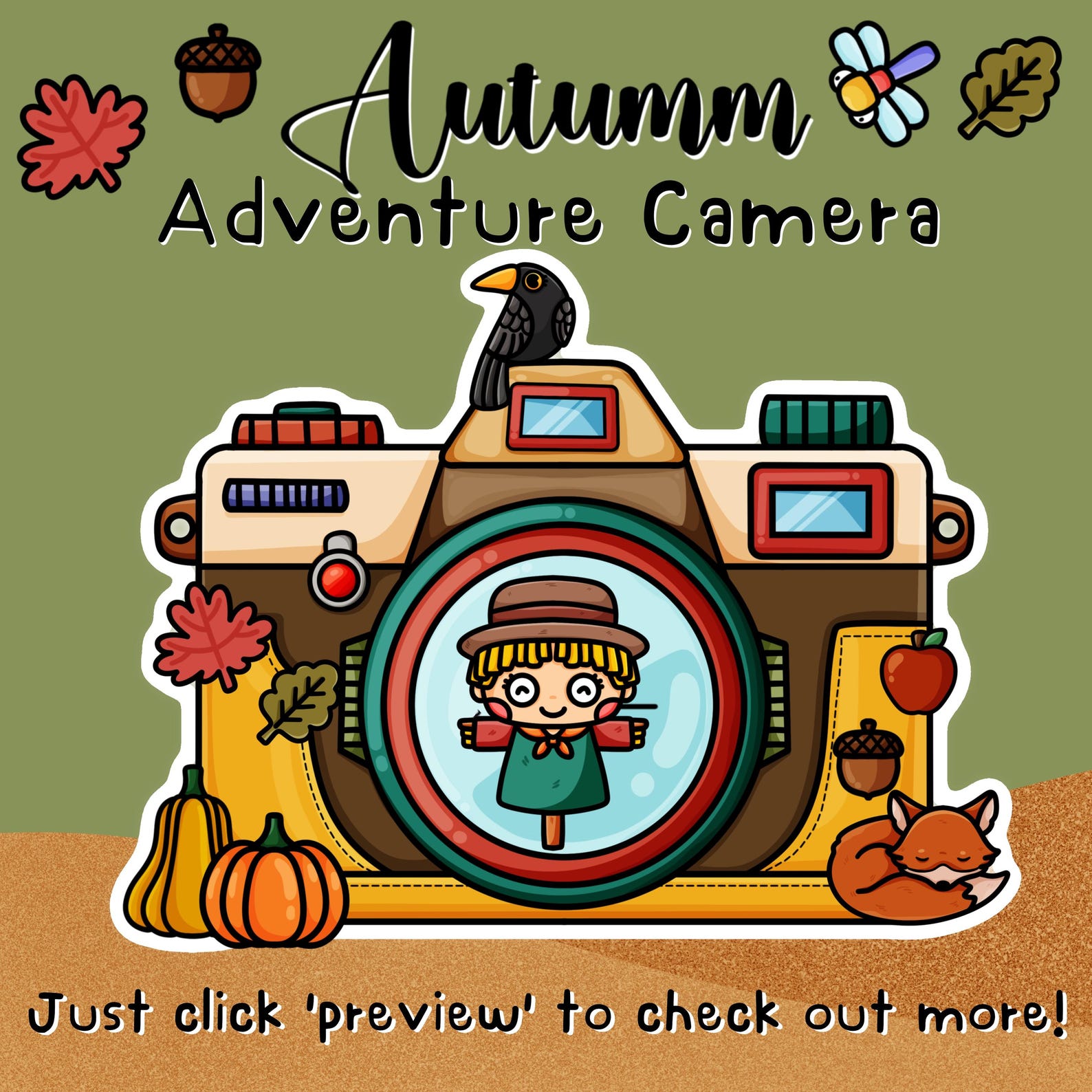 Fall Camera Craft for Kids: Autumn Cut & Paste Activity (PDF Download ...