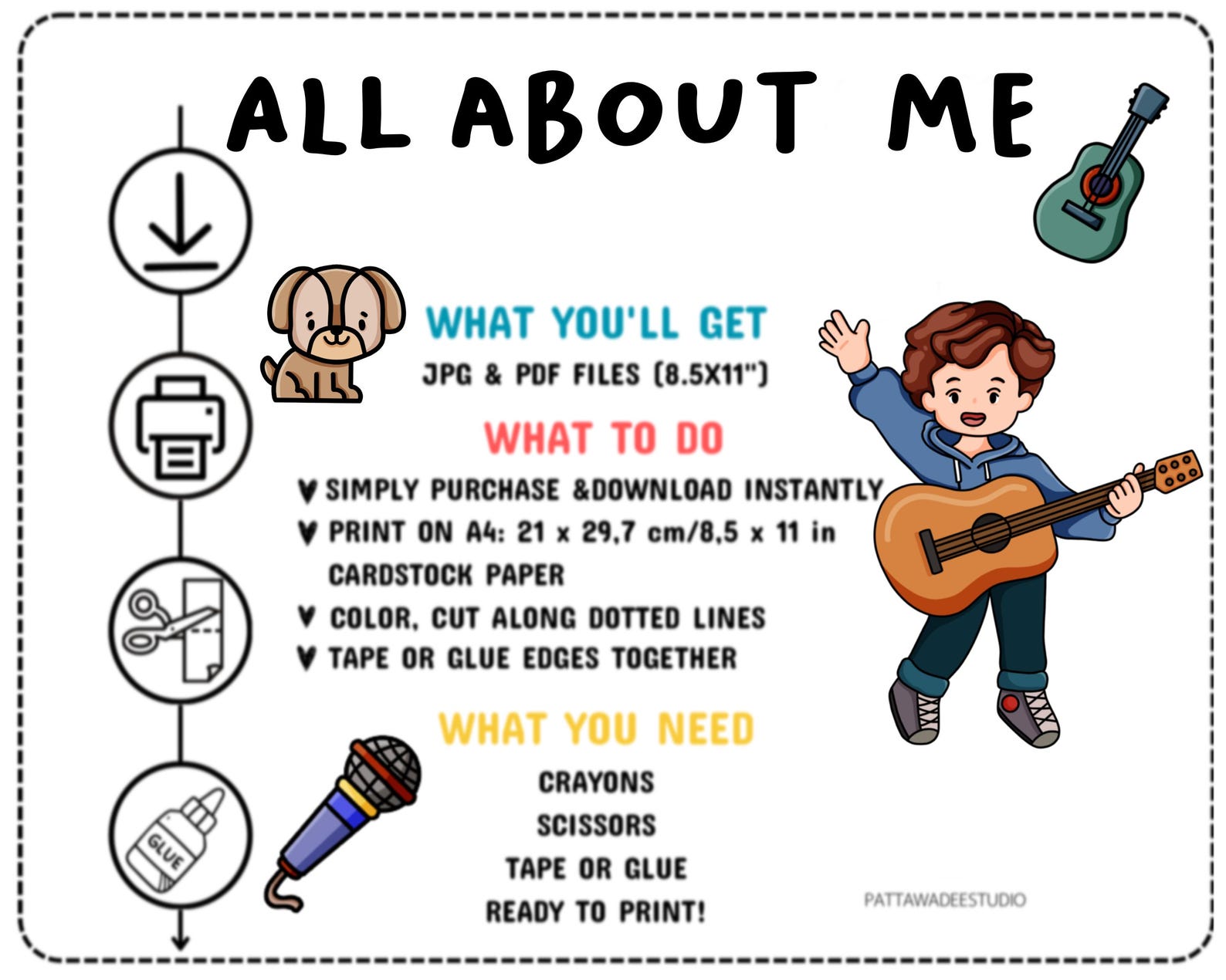 All About Me Back to School Activity Printable Craft Get to Know Me ...