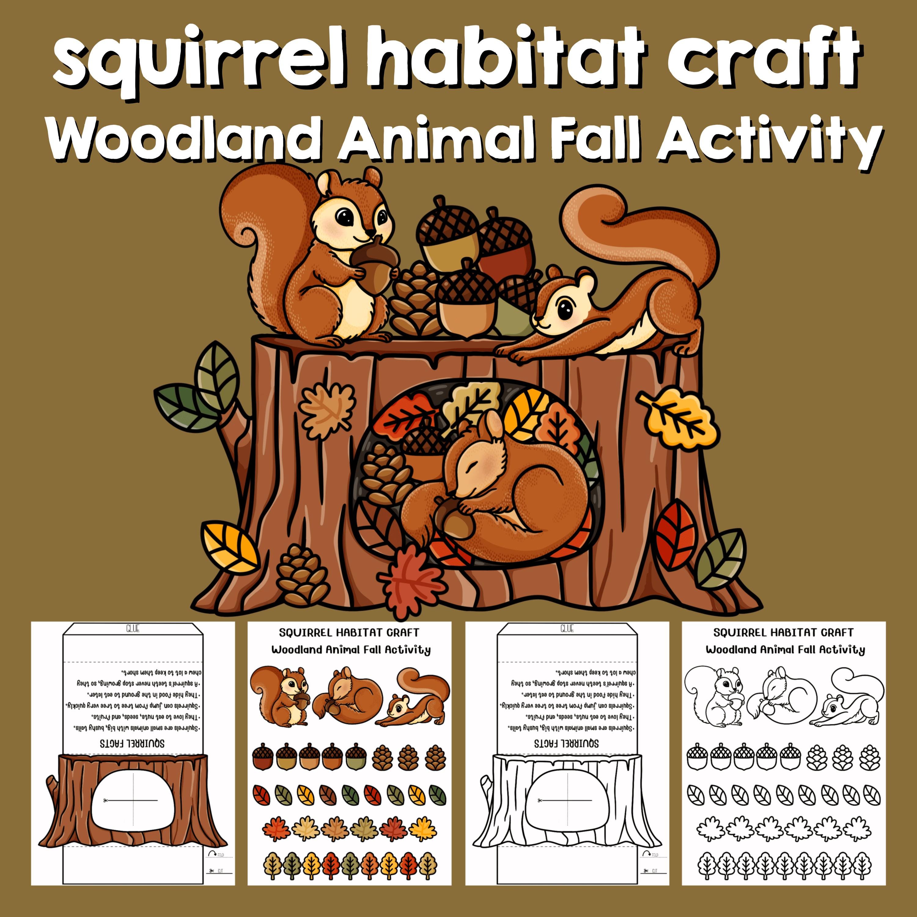Squirrel Habitat Craft: Cut & Paste Activity - Fall Kids (digital ...
