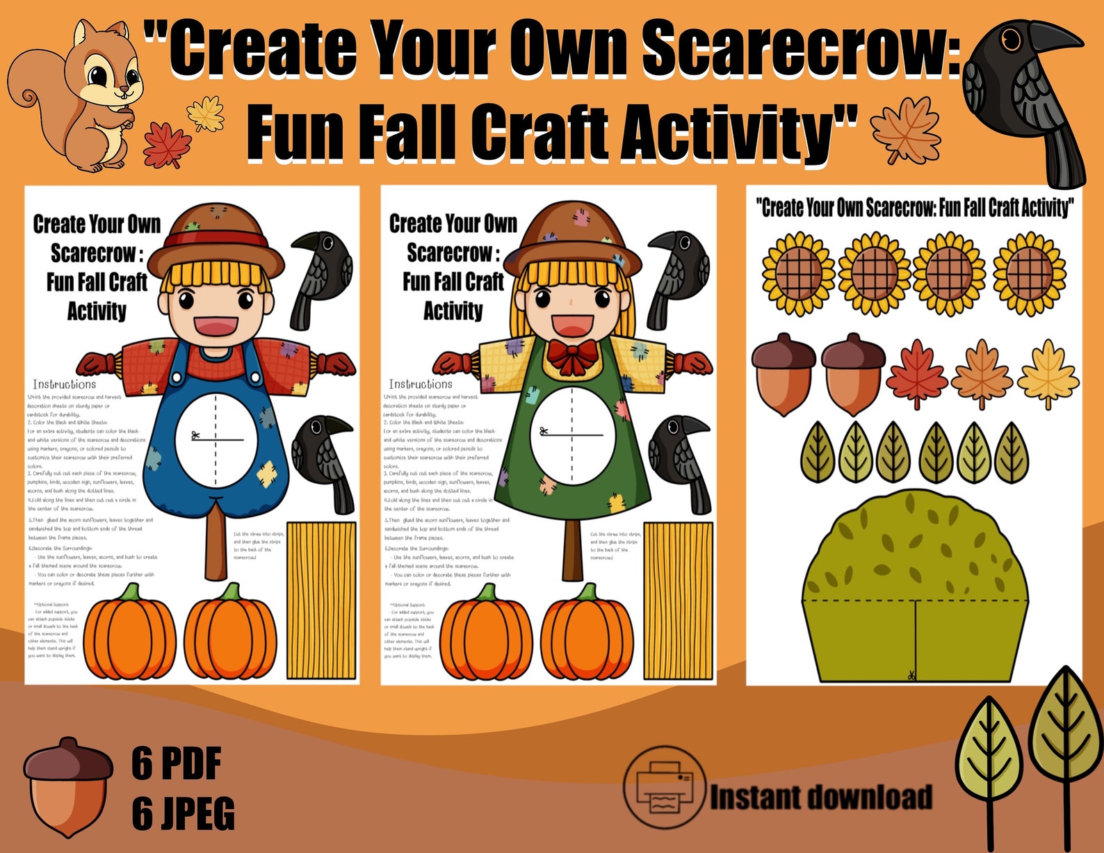 Create Your Own Scarecrow Fun Fall Craft Activity Scarecrowtemplate ...