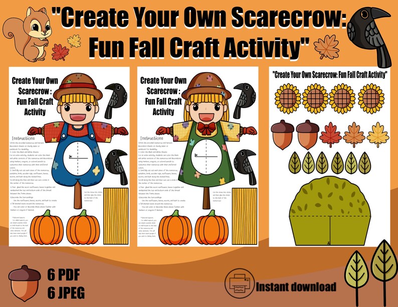 Create Your Own Scarecrow Fun Fall Craft Activity Scarecrowtemplate ...