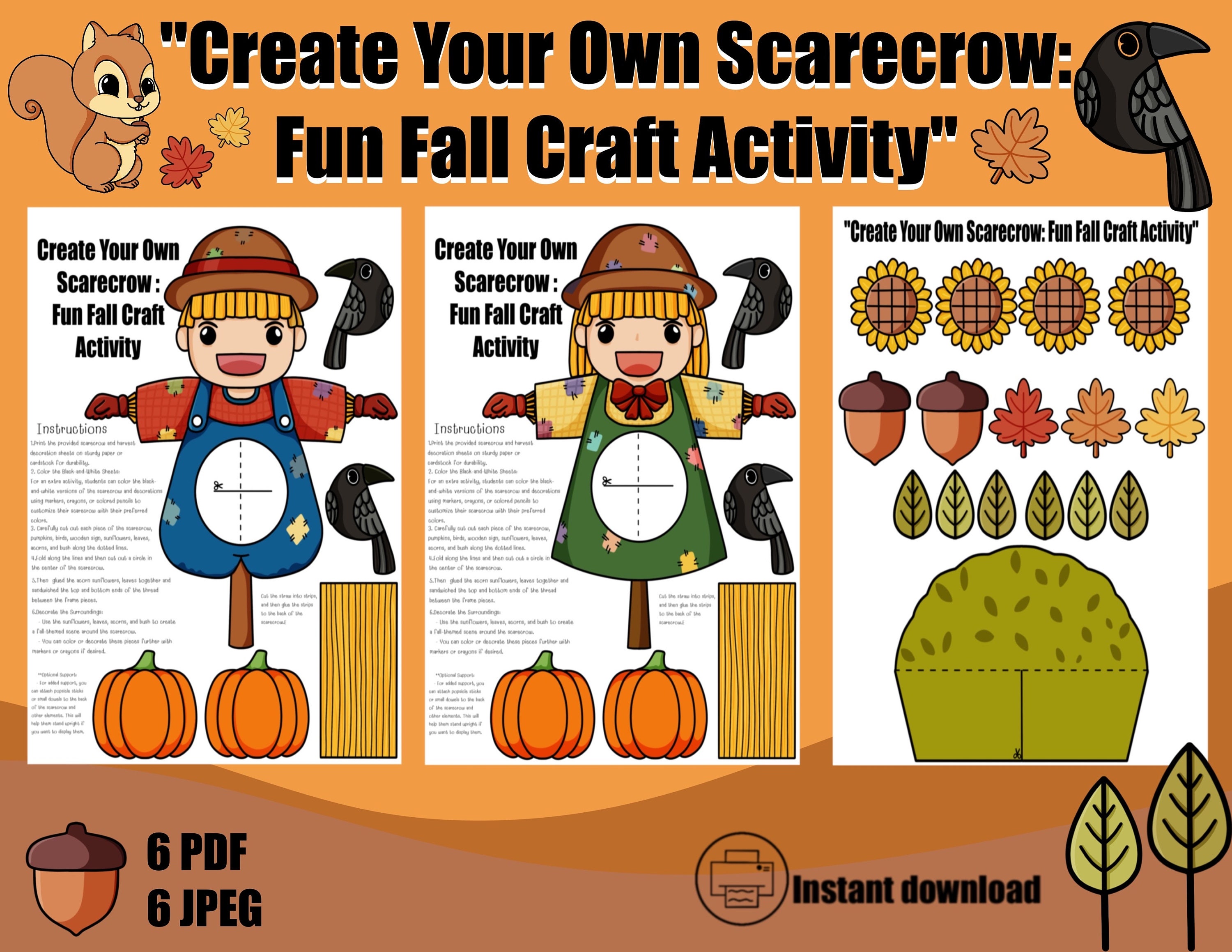 Create Your Own Scarecrow Fun Fall Craft Activity Scarecrowtemplate ...