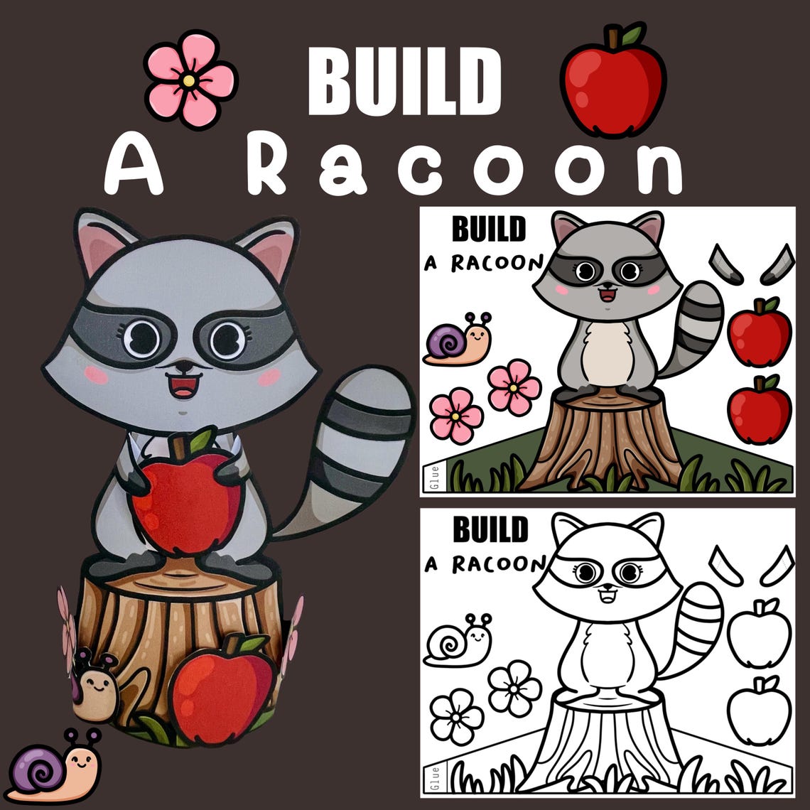 Raccoon Paper Craft Woodland Animals Craft Children's Craft Activity ...