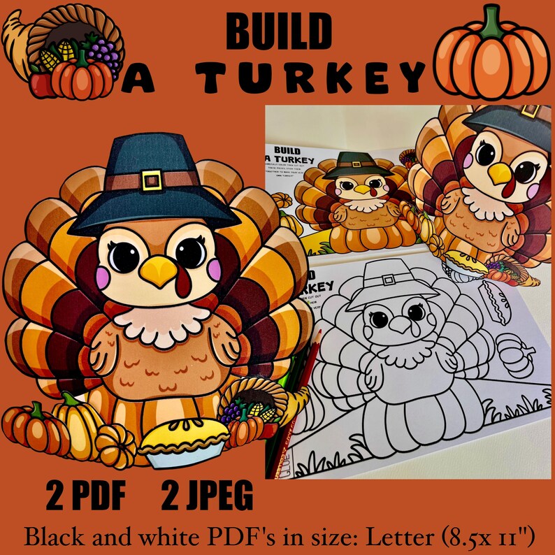 Build a Turkey Thanksgiving Turkey Craft Thanksgiving Coloring Pages ...