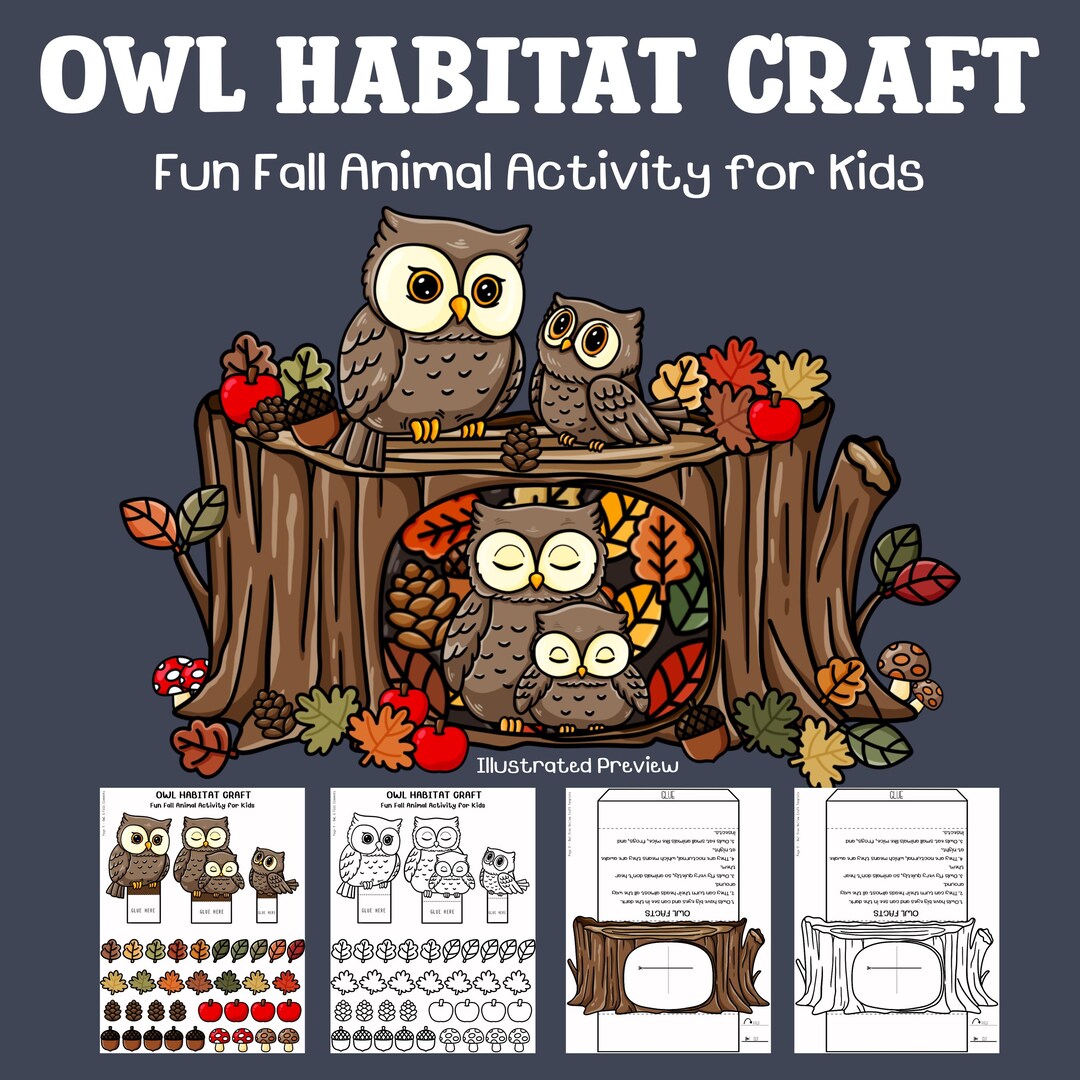 Owl Habitat Craft: Fall Activity, Woodland Animals (digital Download ...