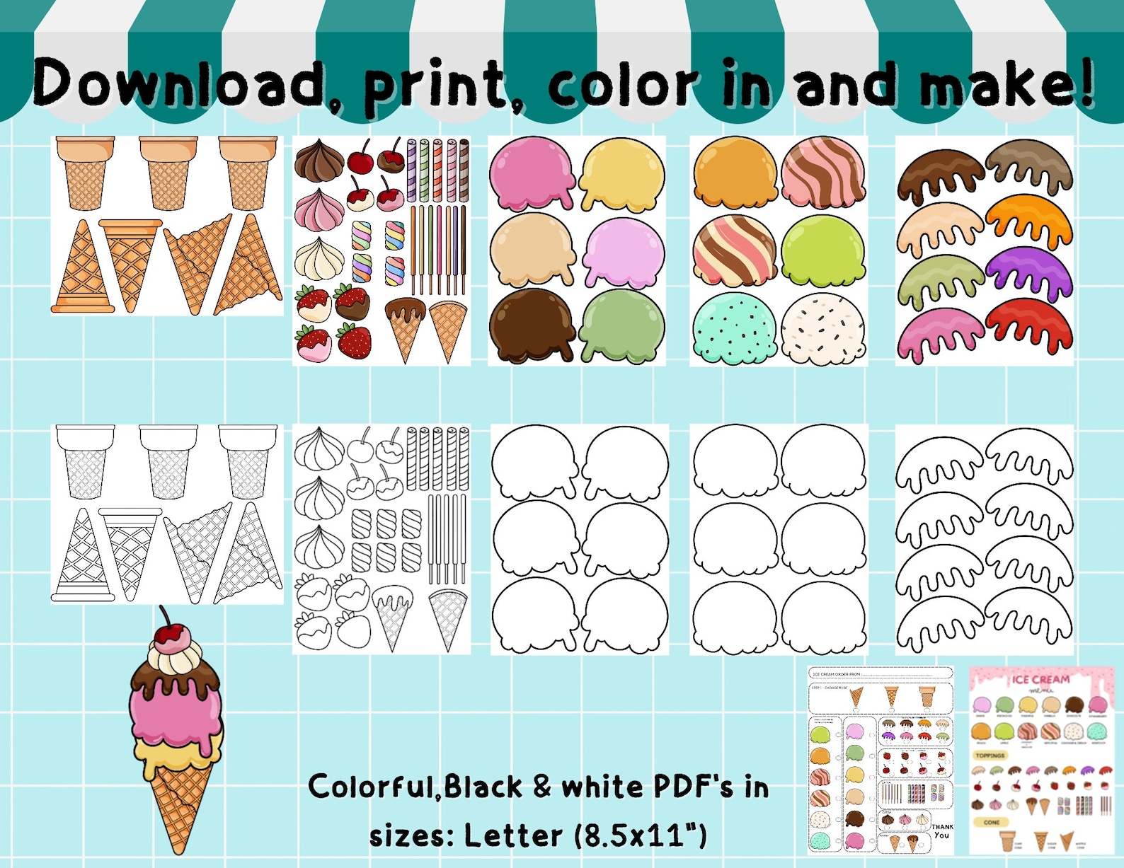 Ice Cream Shop Printable: Pretend Play Pack (digital Download) - Etsy