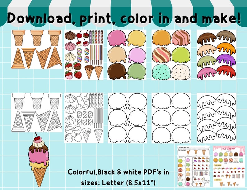 Ice Cream Shop, Imaginative Play Printable, Dramatic Play Set, Pretend ...