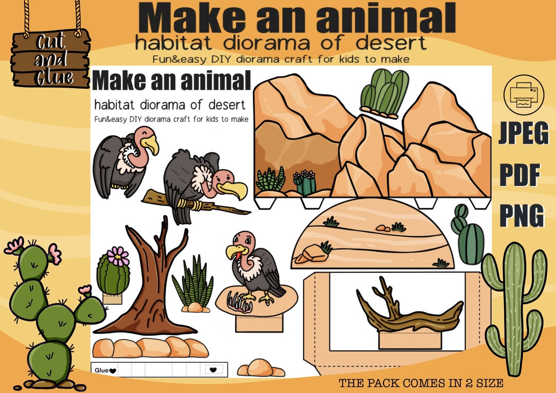Desert Animal Habitat Diorama: DIY Paper Craft (digital Download) - Etsy
